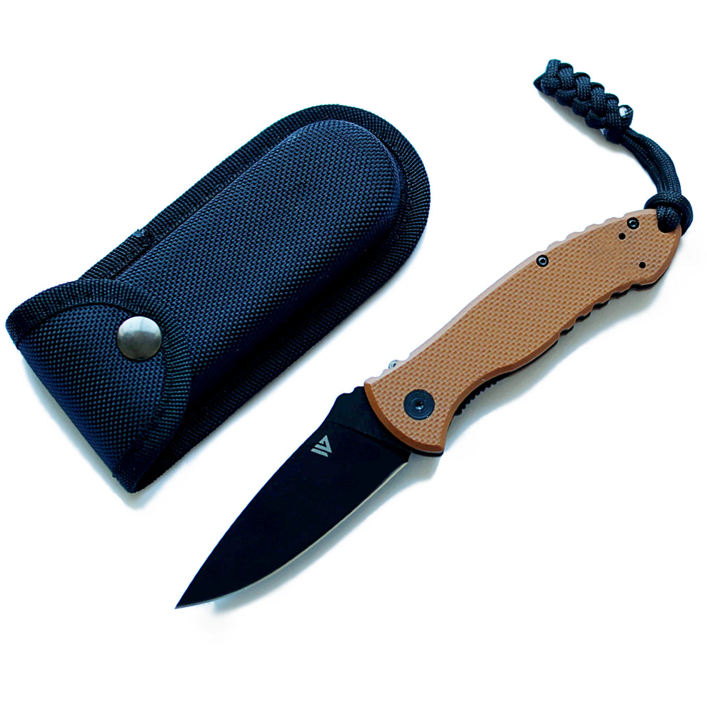 Wilora Black Blade Pocket Knife - Durable EDC Folding Knife - Brown ...